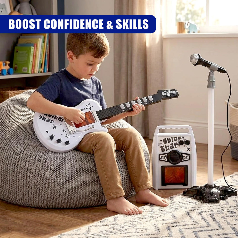 Kids Electric Rock Star Guitar & Microphone Set - Toys And Games - Rock ...