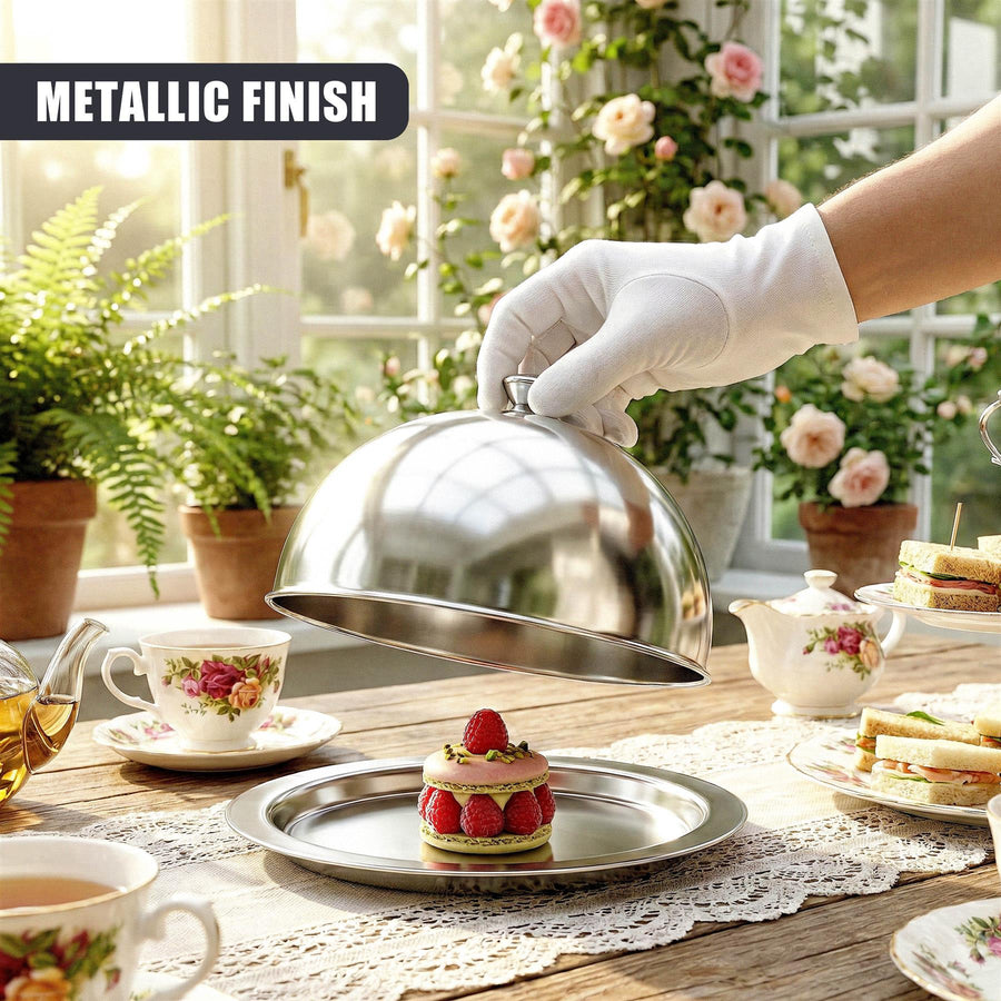 Food Cover Cloche Plate Platter - Silver - Cloche Plate Cover ...