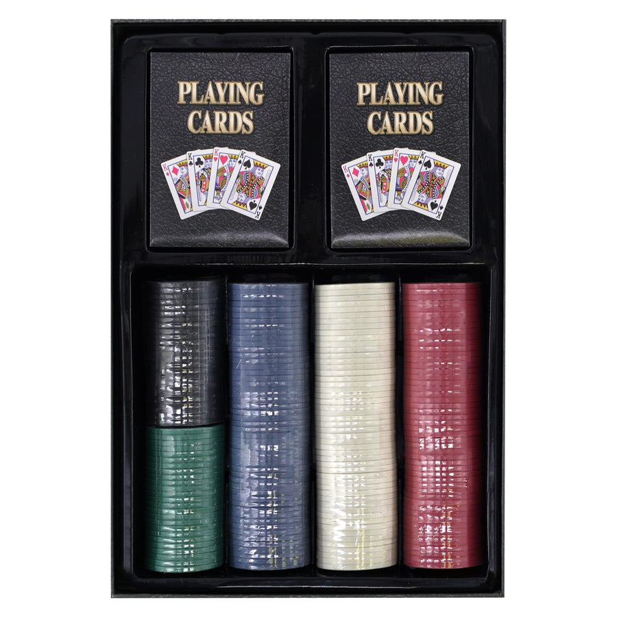 Texas Holdem Blackjack Poker Set Gift Box with 200 Chips, 2 Decks of ...