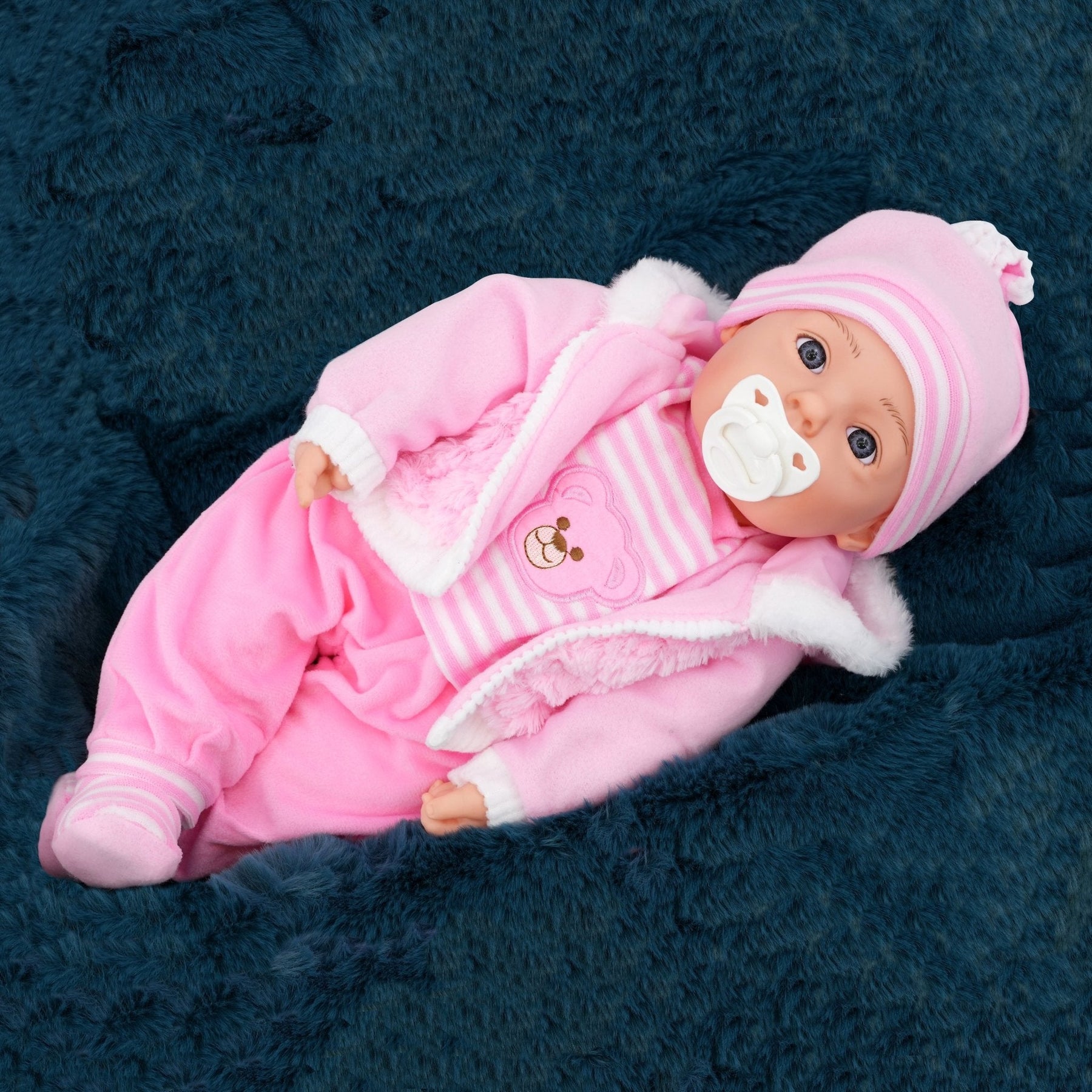 BiBi Doll 50cm Pink Baby Doll with Little Bear Outfit