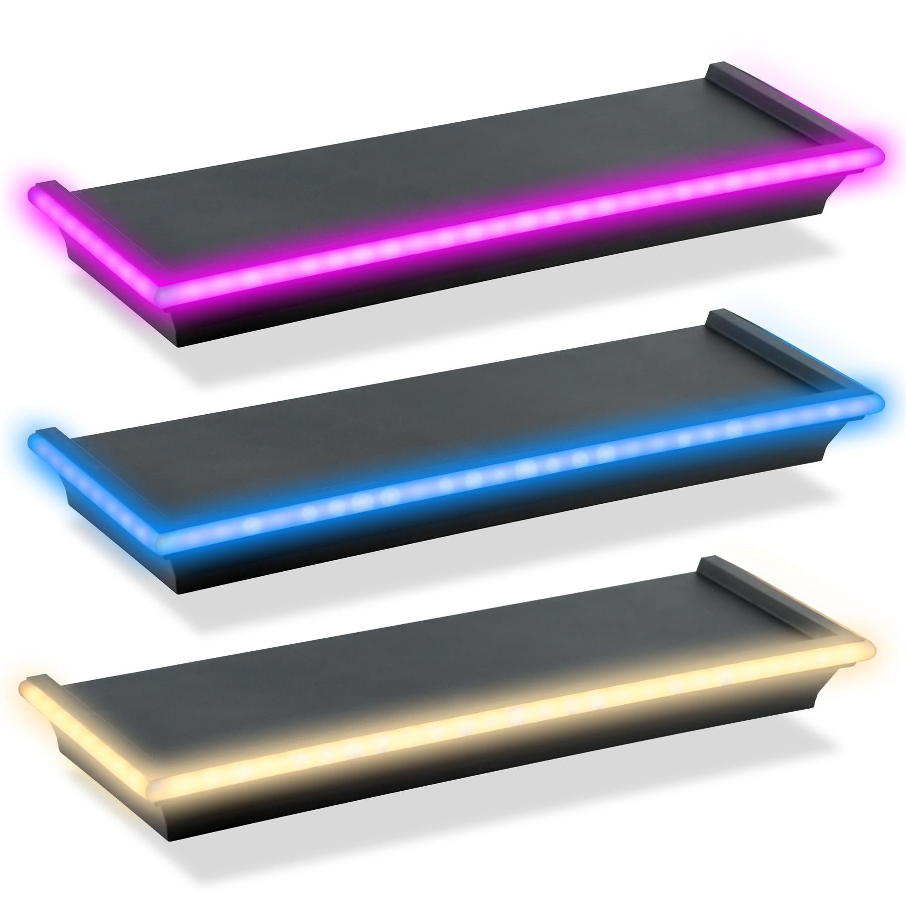 Black Floating Shelves with LED Neon Lights by GEEZY | The Magic Toy Shop
