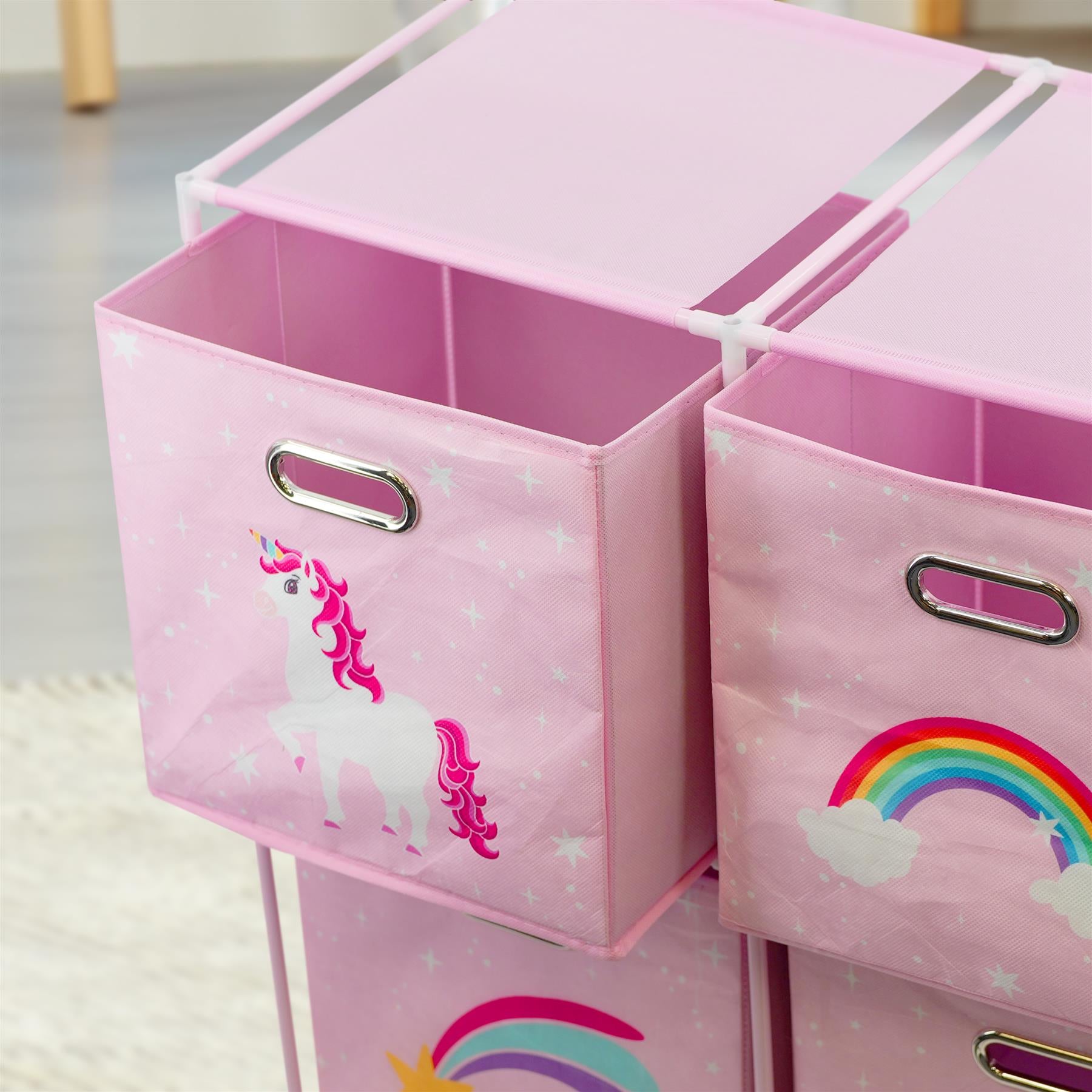 Kids Unicorn Design Storage Cubes 4 Pcs Unicorn Boxes